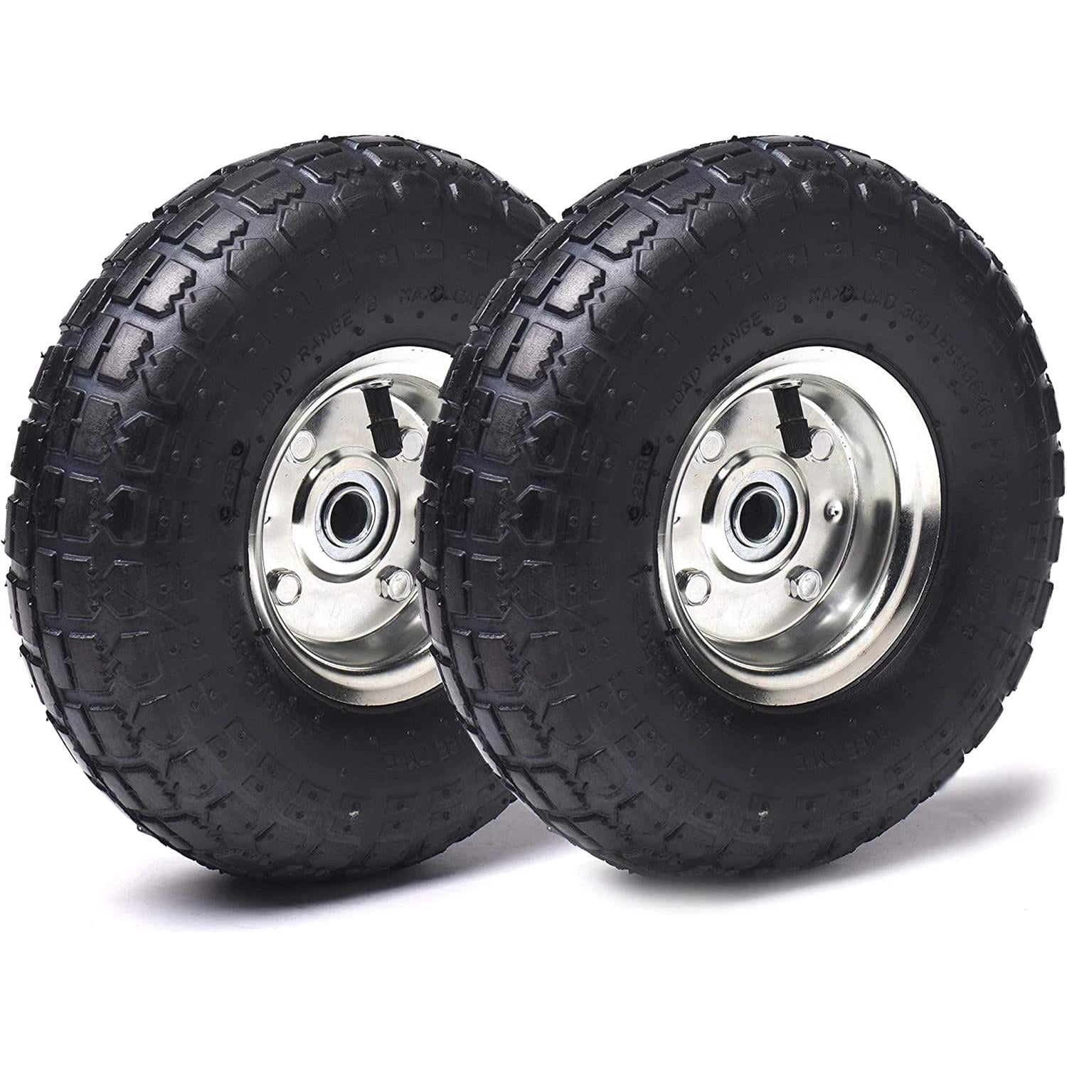 2 Pack 10″ Heavy Duty Replacement Tire Wheel 4.10/3.50 4″ For Hand ...