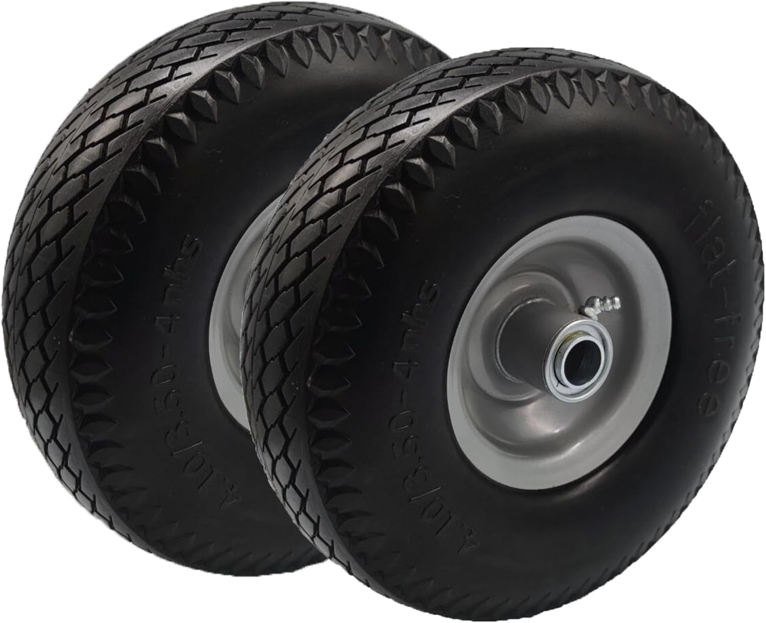 (2-Pack) 10-Inch 4.10/3.50-4" Solid Tire Wheels - 3.5" Center Hub Flat ...