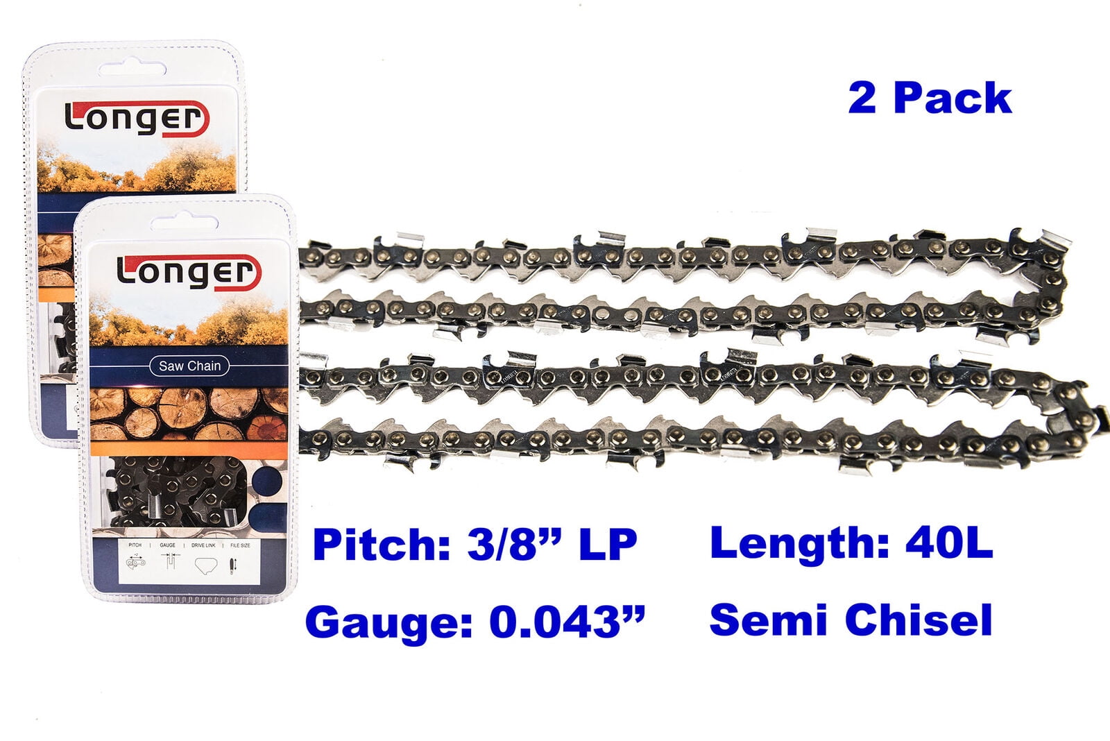2-Pack 10-Inch Chainsaw Chain 3/8 LP 40 Drive Links Compatible with ...