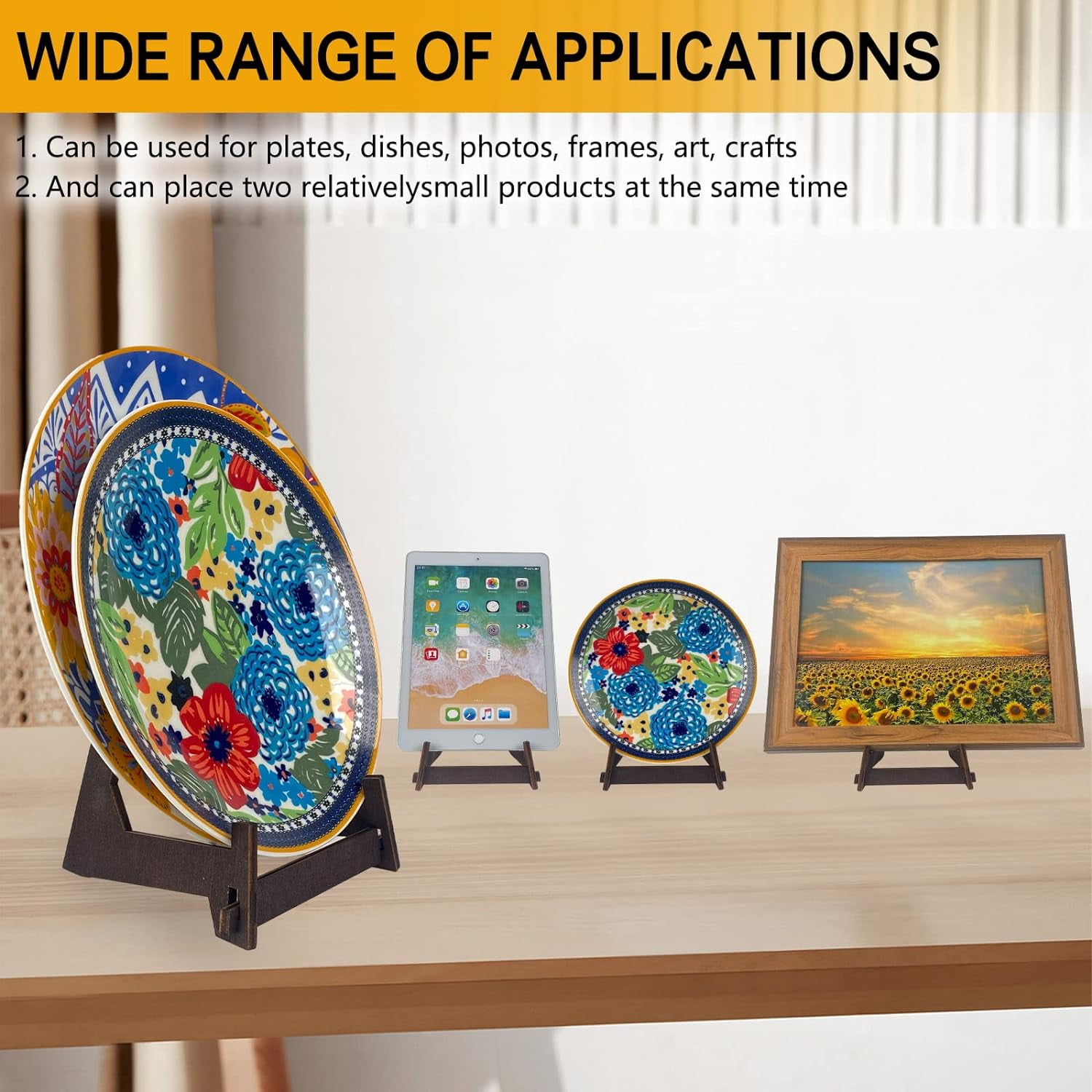 2 Pack 10 Inch Display Stand, Wooden Easel Stand Plate Stands For ...