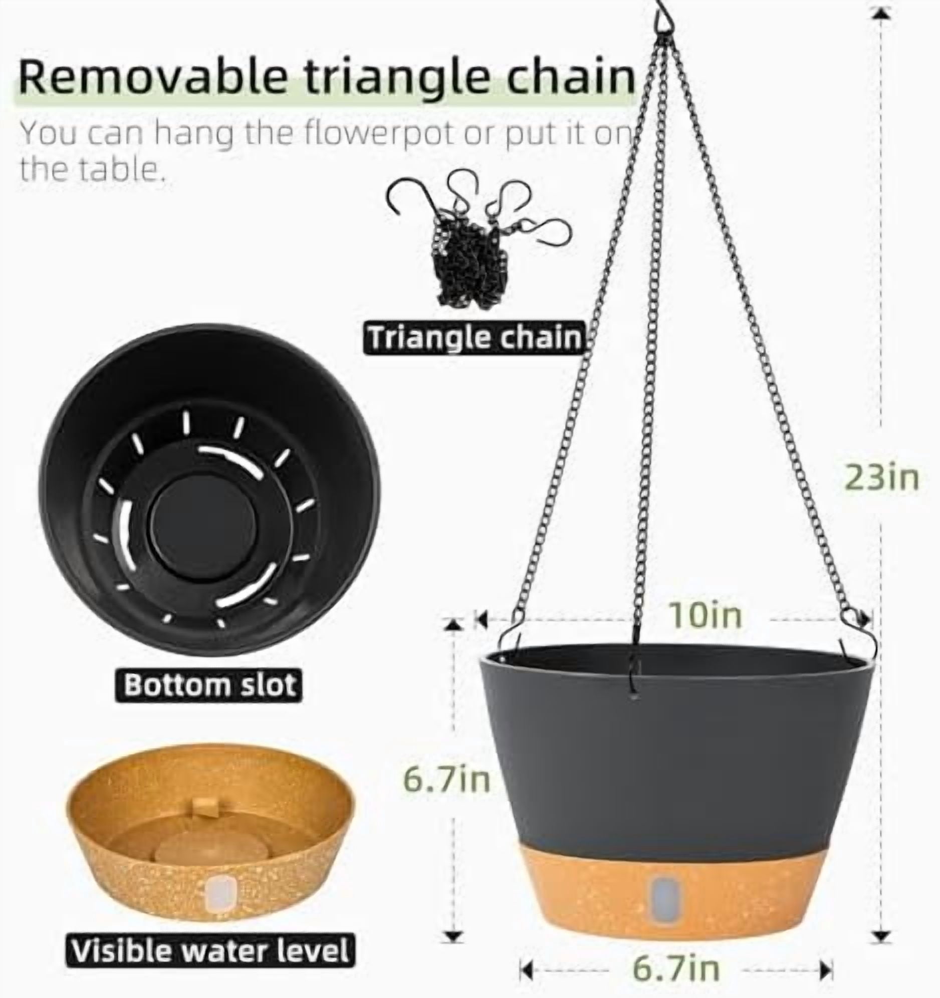 2 Pack 10 Inch Hanging Planters for Indoor Outdoor Plants, Hanging ...