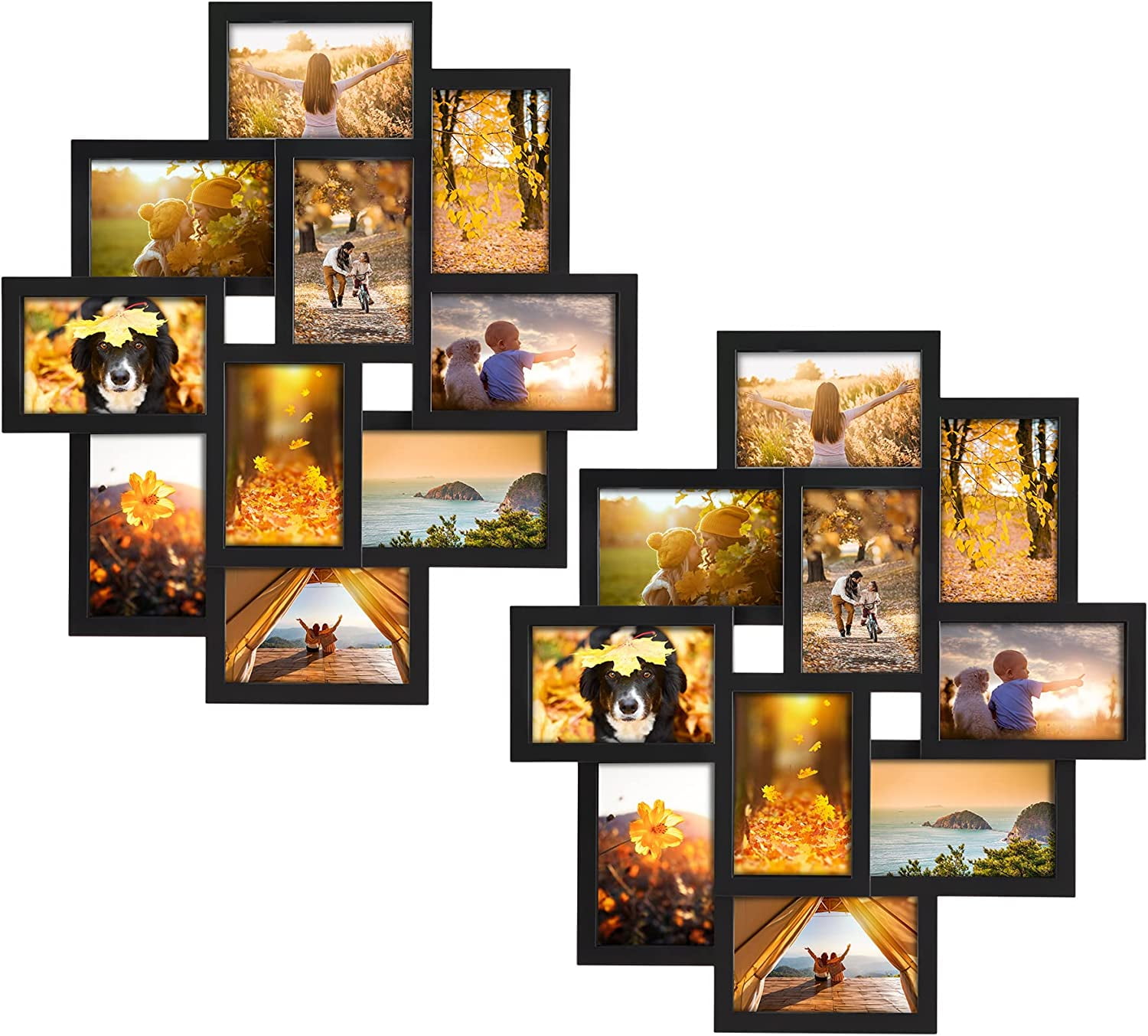 2 Pack 10 Opening 4x6 Black Collage Picture Frames for Wall Decor ...