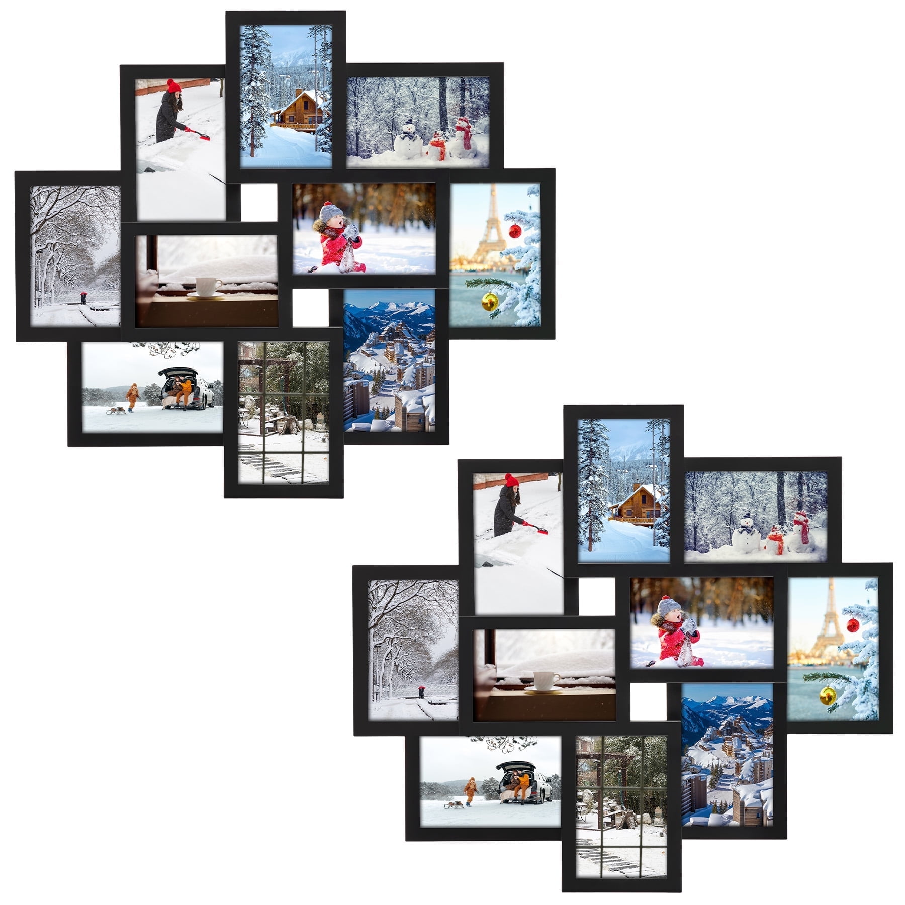 2 Pack Large Vertical Family Gallery, 10 Opening 4x6 Black Collage ...