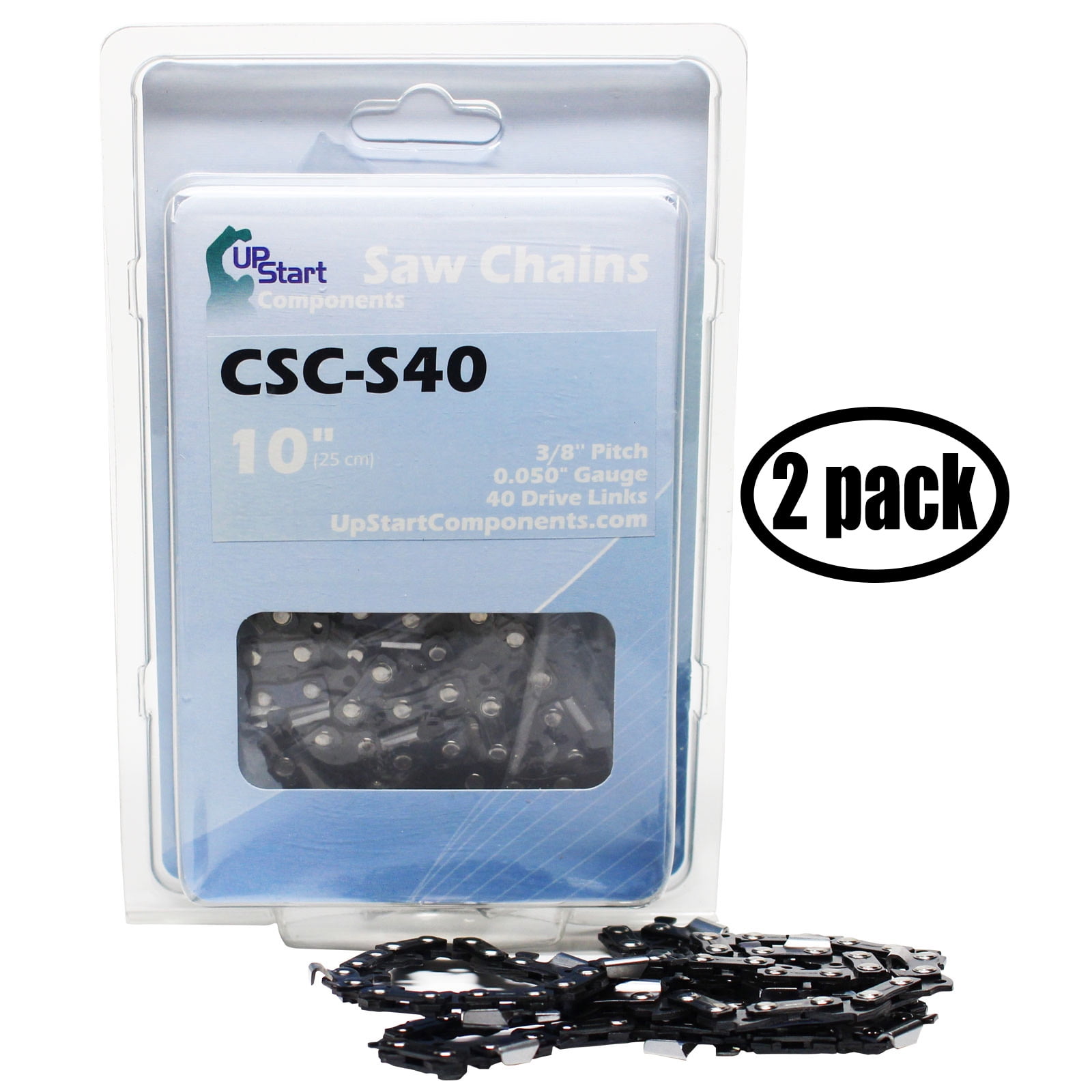 2-Pack 10" Semi Chisel Saw Chain for Oregon S40 Chainsaws - (10 inch, 3 ...
