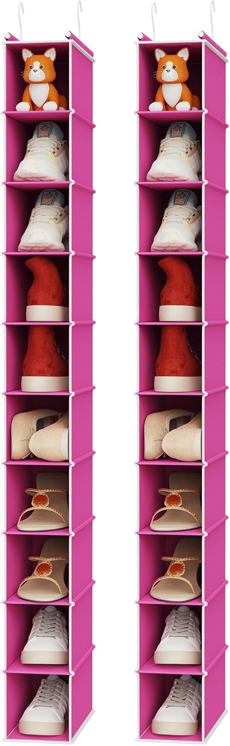 2 Pack 10-Shelf Hanging Shoe Organizer, Slim 10-Tier Hanging Closet ...