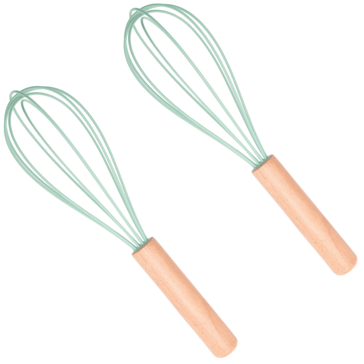2 Pack 10" Silicone Whisk with Wood Handle Trianu Silicone Whisks for ...
