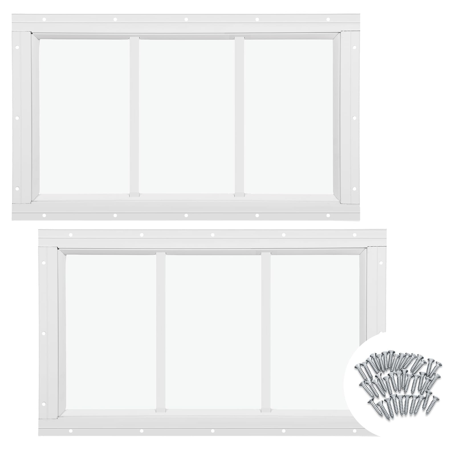 2 Pack 10'' X 18'' White Basement Garage Door Flush Mount Shed Window ...