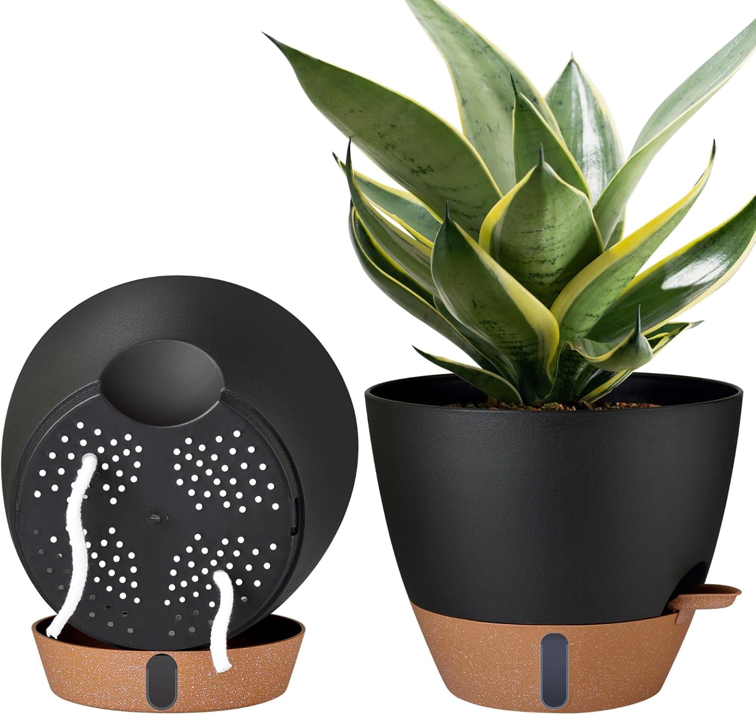 2 Pack 10 inch Plant Pots, PP Plastic Self Watering Plant Pot with ...
