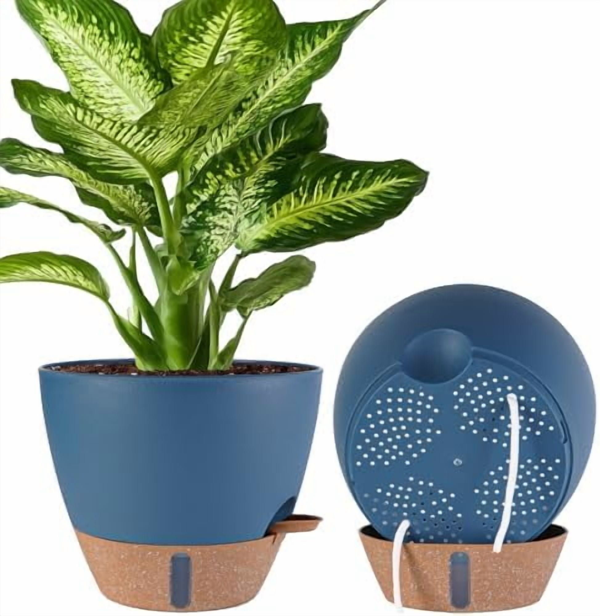 2 Pack 10 inch Plant Pots, Plastic Self Watering Planters with Drainage ...