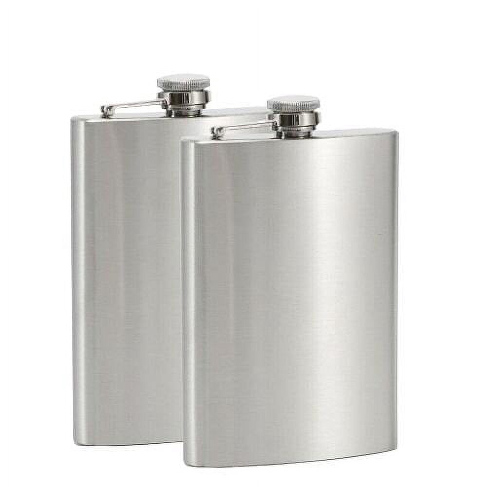 2-Pack 10 oz Liquor Pocket Hip Flask Stainless Steel Whiskey Screw Cap ...