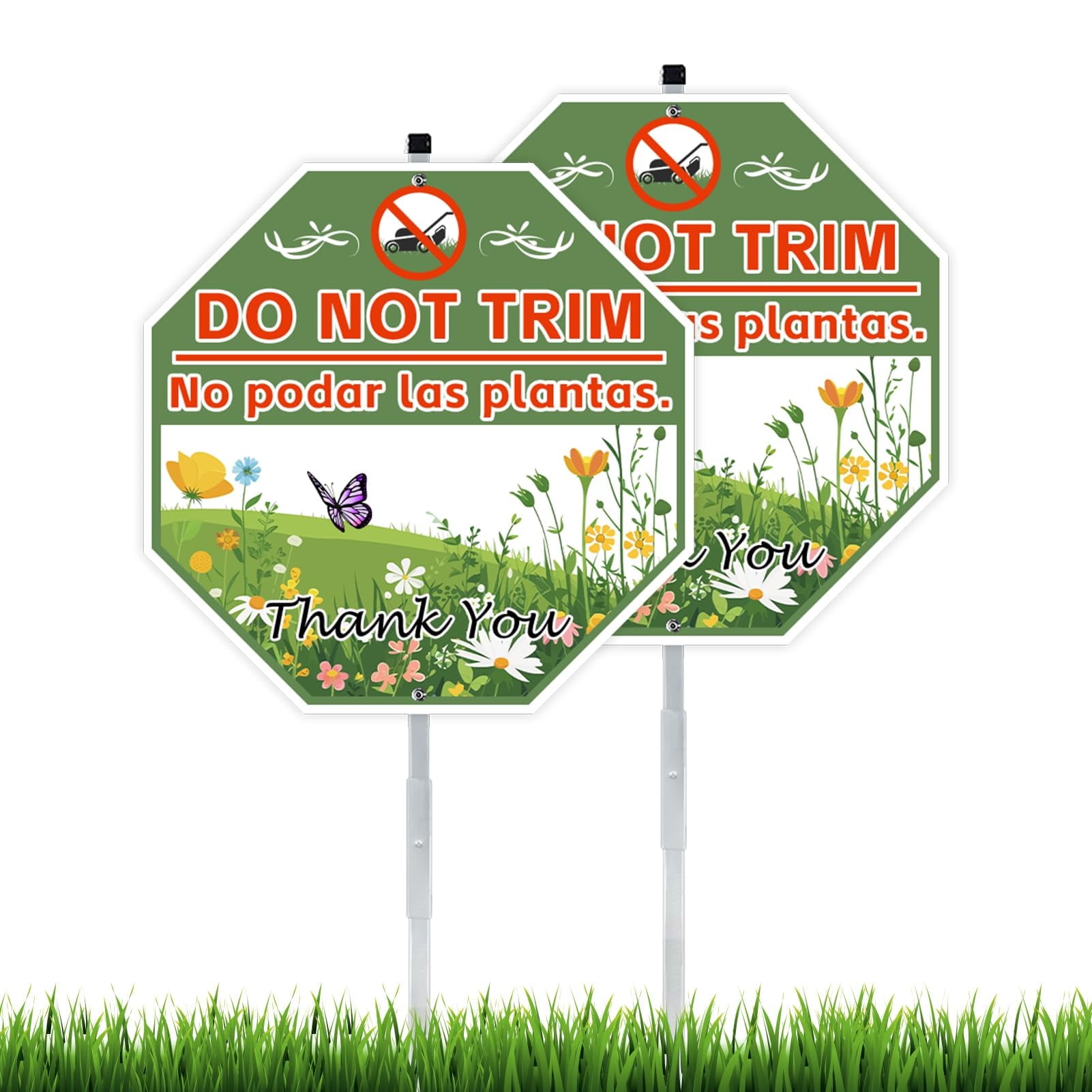 2 Pack 10" x 28" Do Not Trim Yard Signs with Stake and Accessories ...