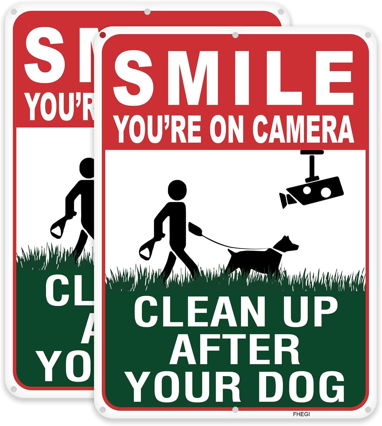 2-Pack 10"x7" Clean UP After Your Dog Signs, Smile Your on Camera Signs ...
