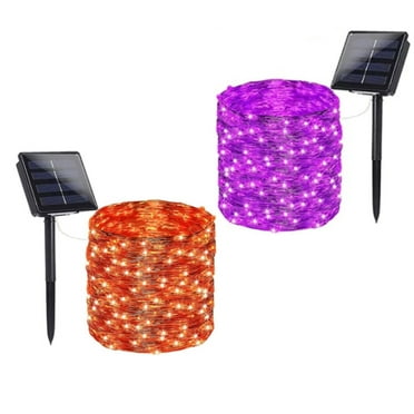 125 Solar Powered LED Halloween String Lights, 68 Feet - Purple ...