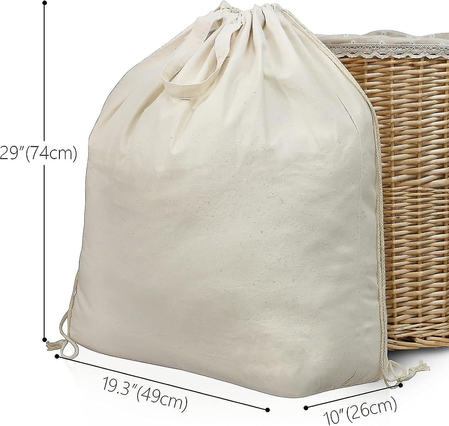 2 Pack 100% Natural Cotton Linen Laundry Bags With Carry Handles And ...