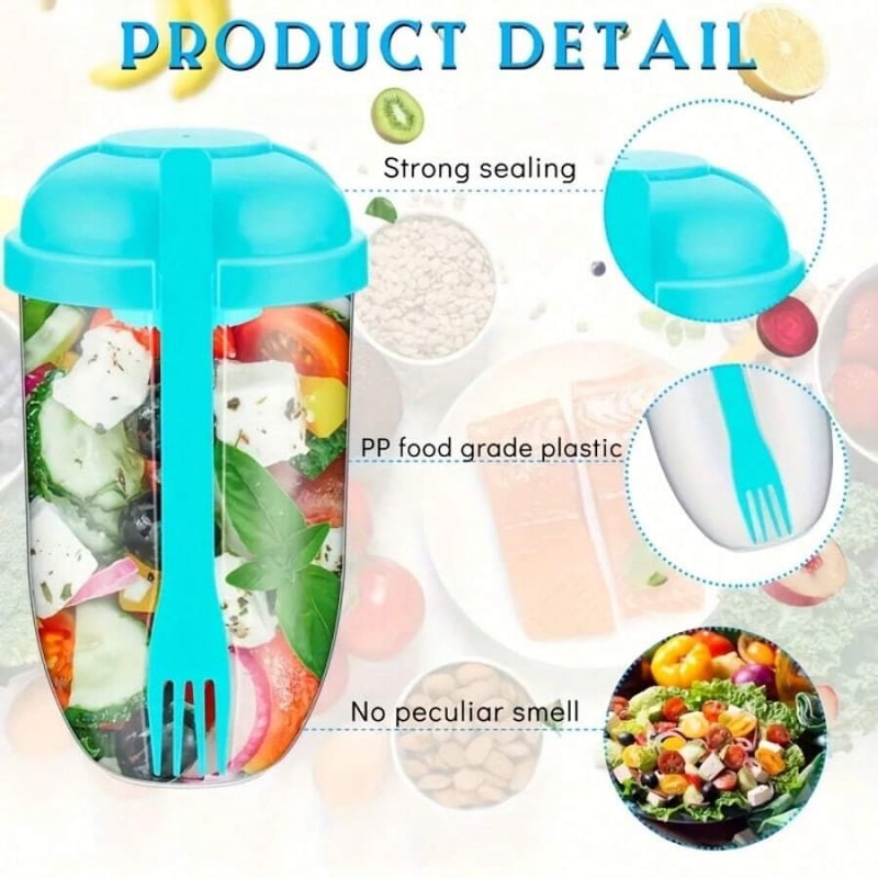 2-Pack 1000ml Salad Shaker Cups – BPA-Free Meal Prep Containers with ...