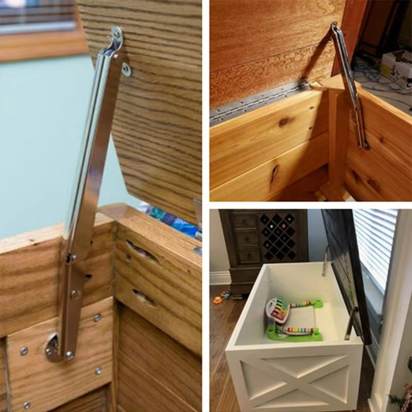 2 Pack 100N Gas Strut Spring Hinges for Heavy Lids to Keep Stay, Slow Down and Soft Close ...