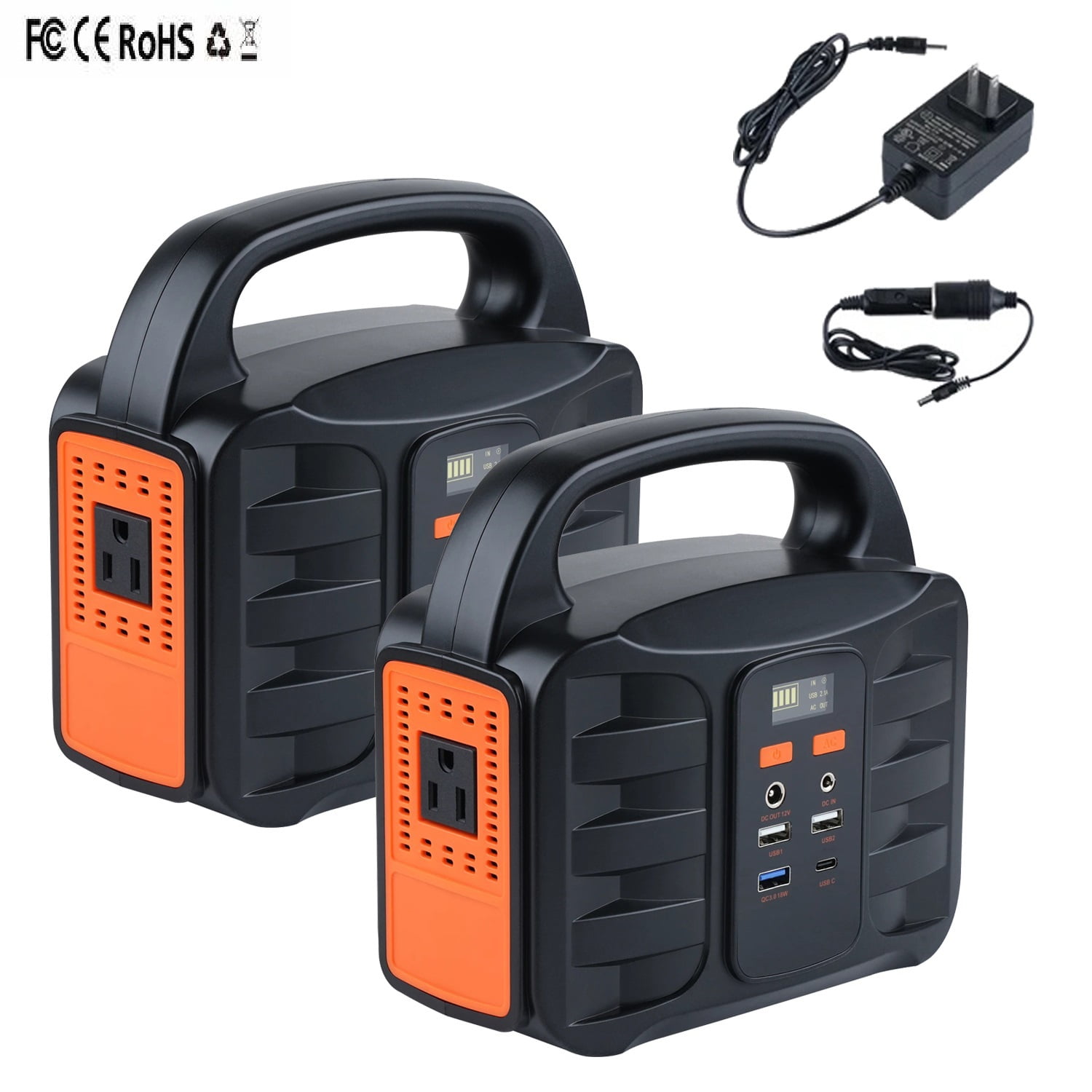 2 Pack 100W New Portable Power Station Camping Battery Bank Laptop ...