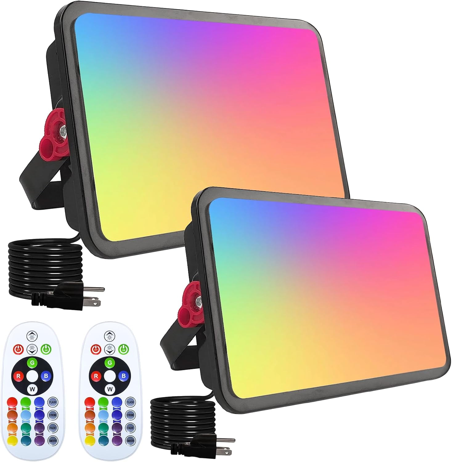 2 Pack 100W RGB Flood Light, RGB Color Changing Floodlight, Smart RGB ...