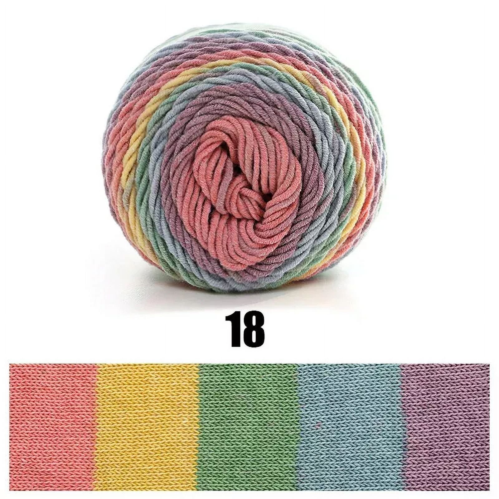 2 Pack 100g Rainbow Cotton Yarn Segment Dyeing 5 Strands of Milk Cotton ...