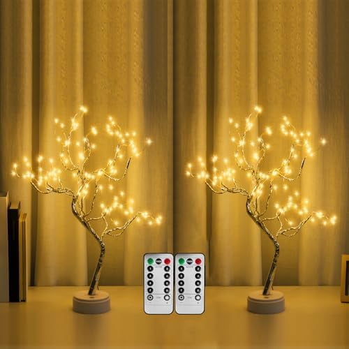 2 Pack 108 LED Sparkly Fairy Spirit Tree Lamp Remote Control, DIY ...