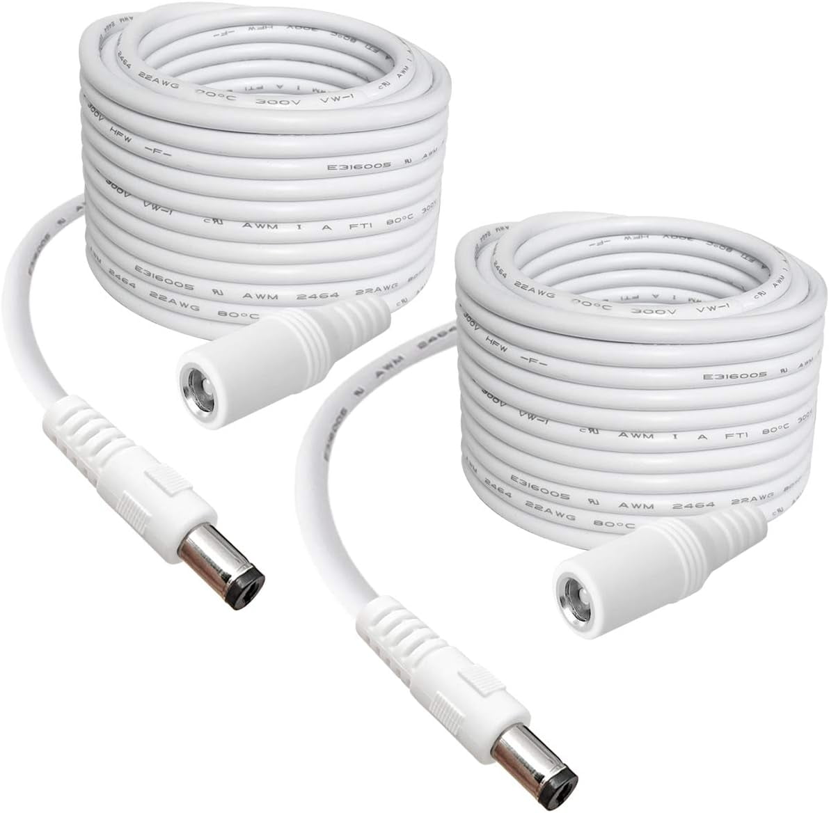 2-Pack 10FT DC Power Extension Cable,5.5mm x 2.1mm Extension Cord,12v ...
