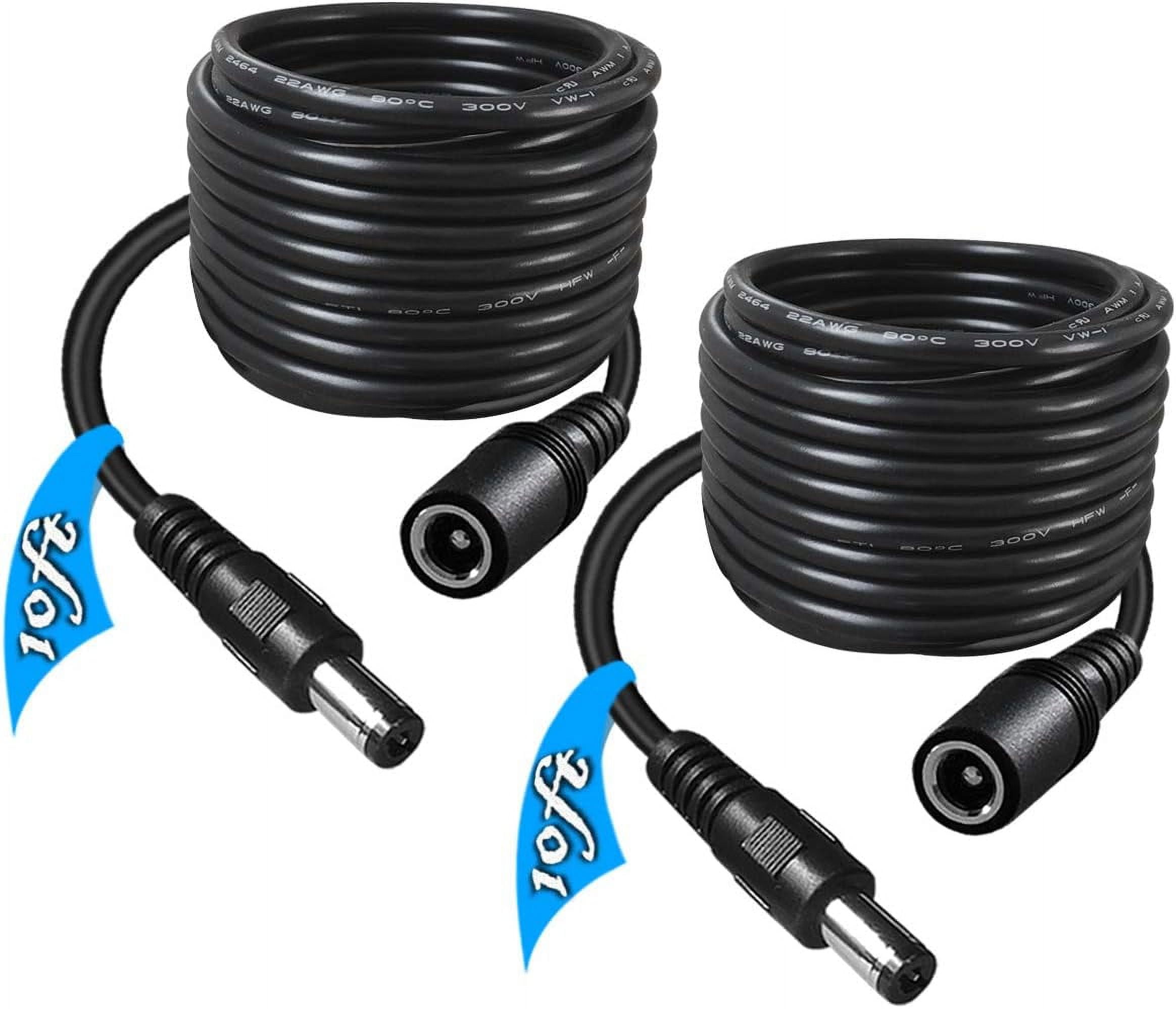 2-Pack 10FT DC Power Extension Cable,5.5mm x 2.1mm Extension Cord,12v ...