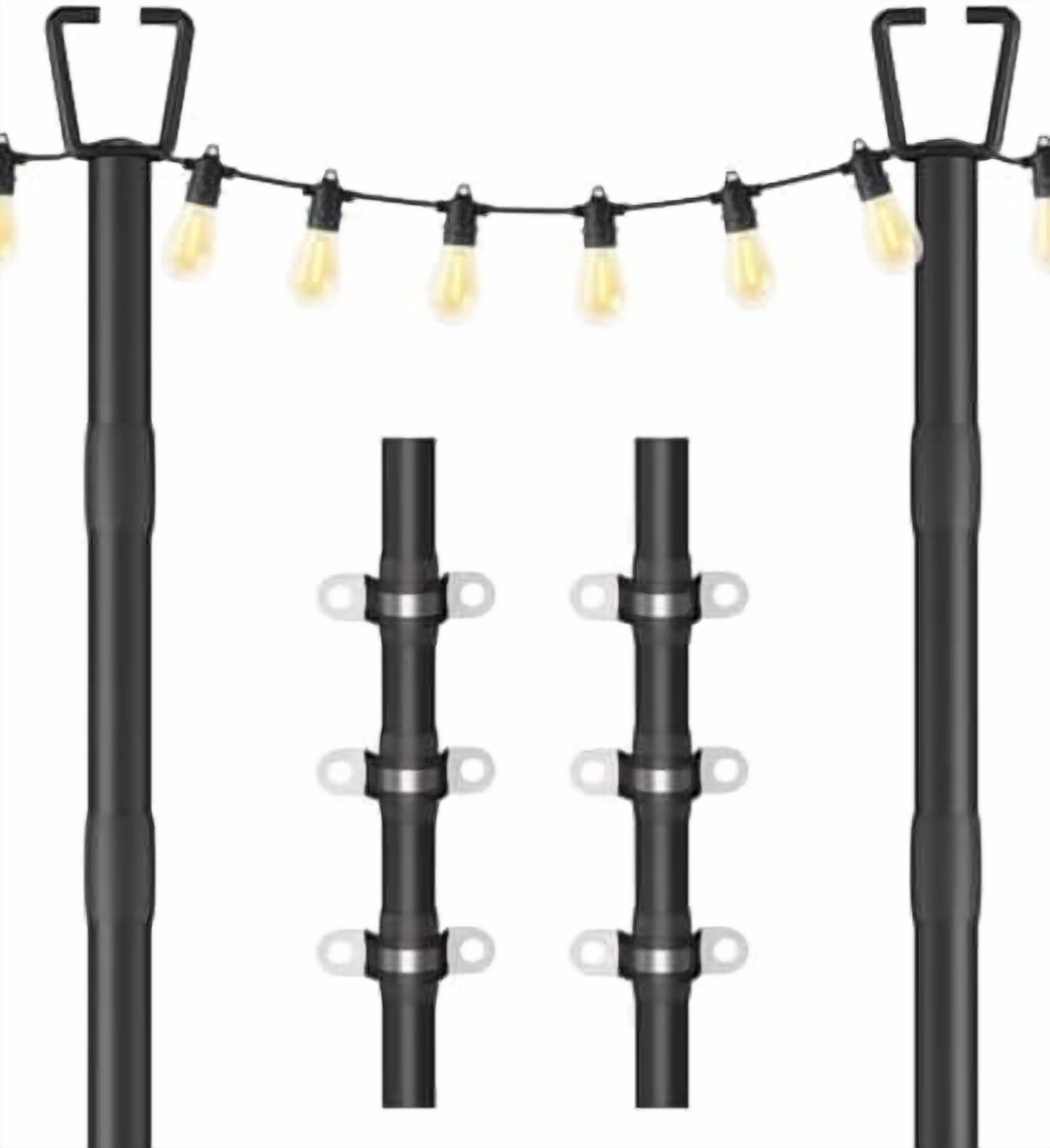 2 Pack 10FT String Light Poles for Outdoor Decor, Sturdy Light Pole ...