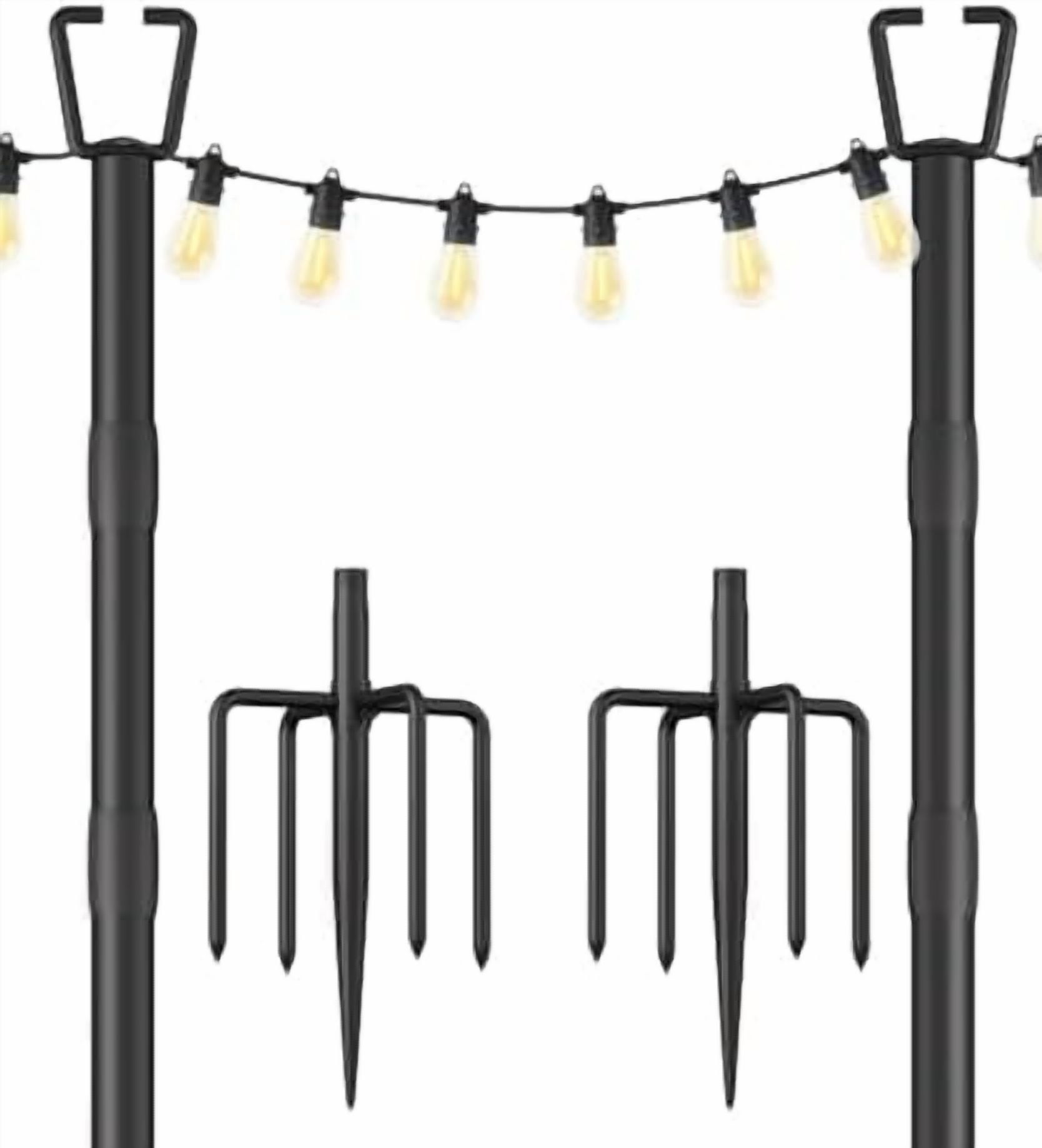 2 Pack 10FT String Light Poles for Outdoor Decor, Sturdy Light Pole ...
