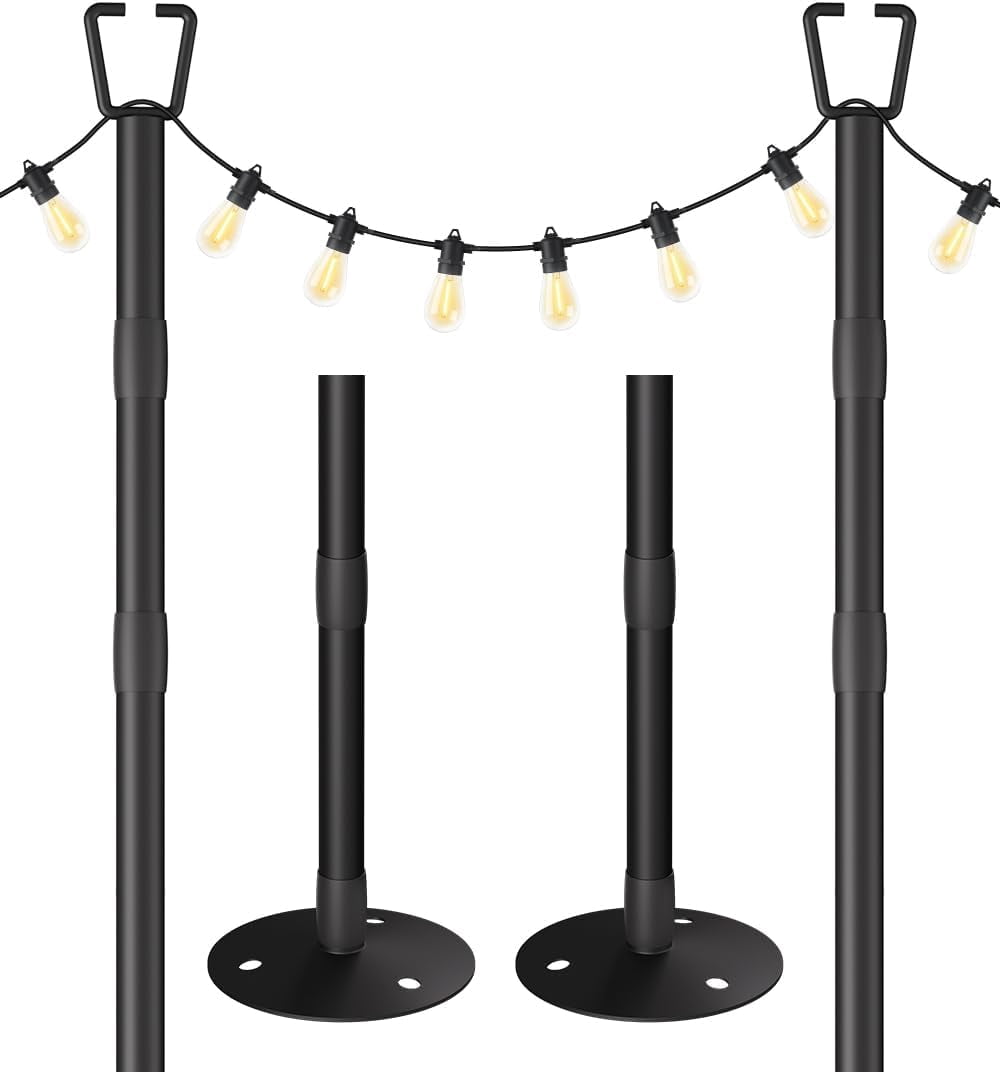 2 Pack 10FT String Light Poles for Outdoor Decor, Sturdy Light Pole ...