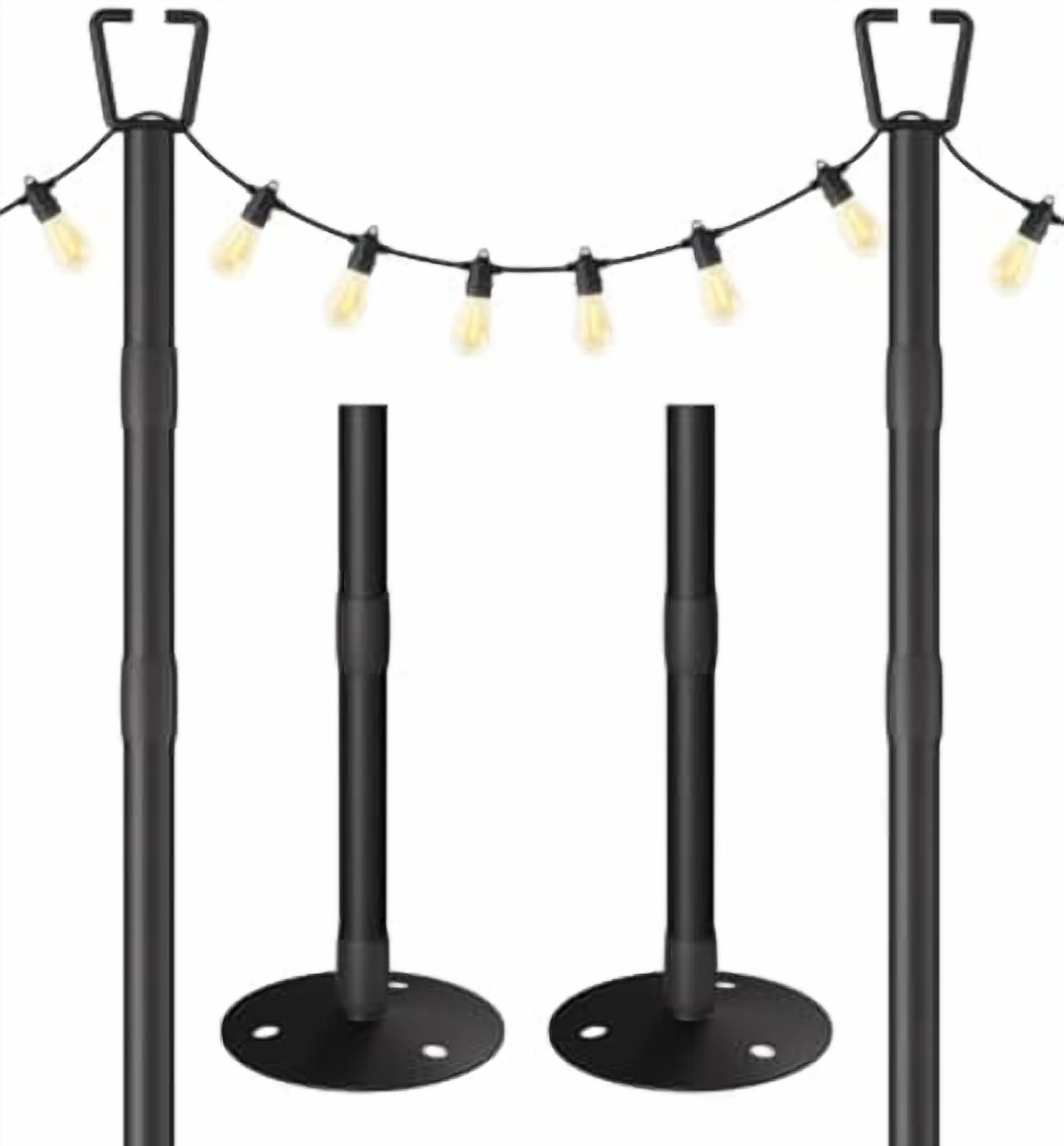 2 Pack 10FT String Light Poles for Outdoor Decor, Sturdy Light Pole ...