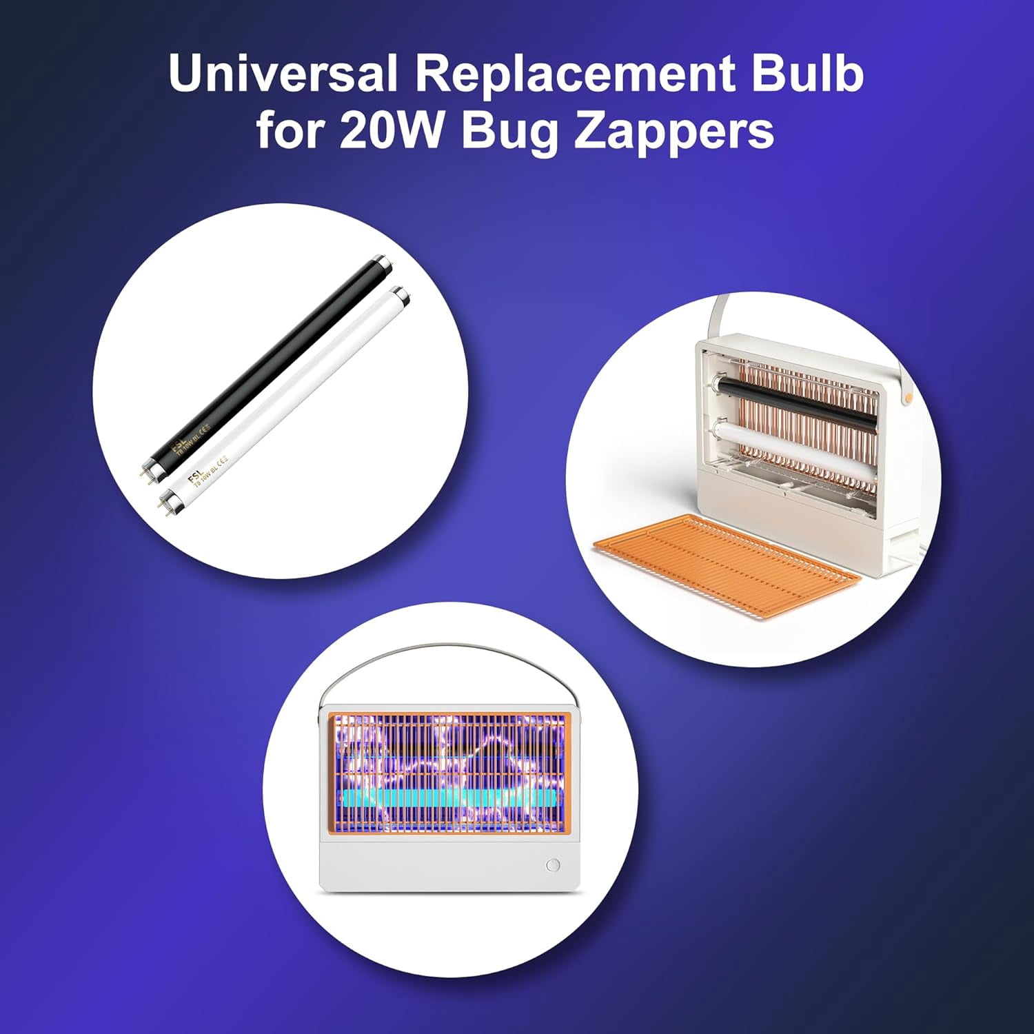 2 Pack 10W T8 -A Fluorescent Light Tubes for 20W Bug Zappers, 13 Inch ...
