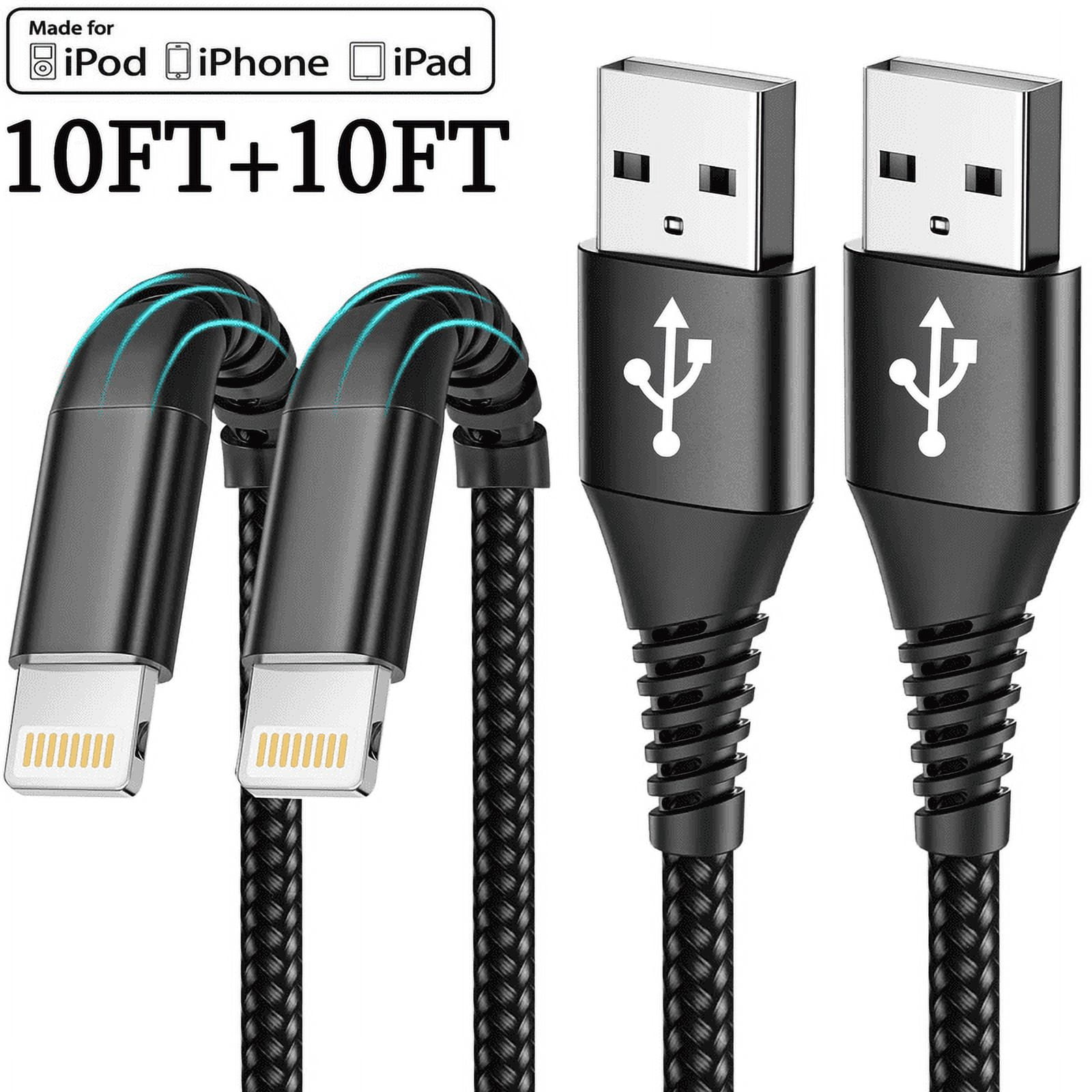 [2 Pack]10ft iphone Charger Cable,XUDUO Lightning Cable Nylon Braided ...