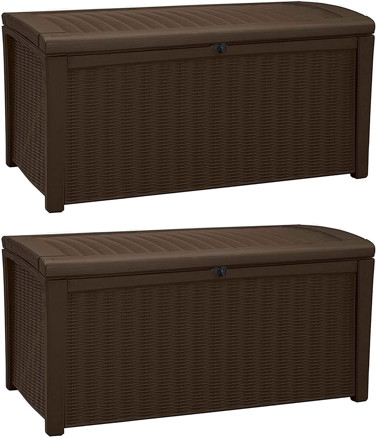 2-Pack 110 Gallon Deck Box Organizer, Doubles as 2-Person Bench Seat ...