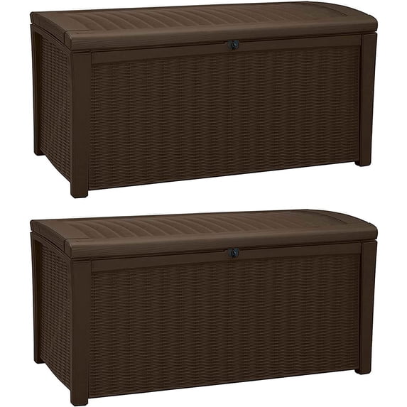 2-Pack 110 Gallon Deck Box Organizer, Doubles as 2-Person Bench Seat ...