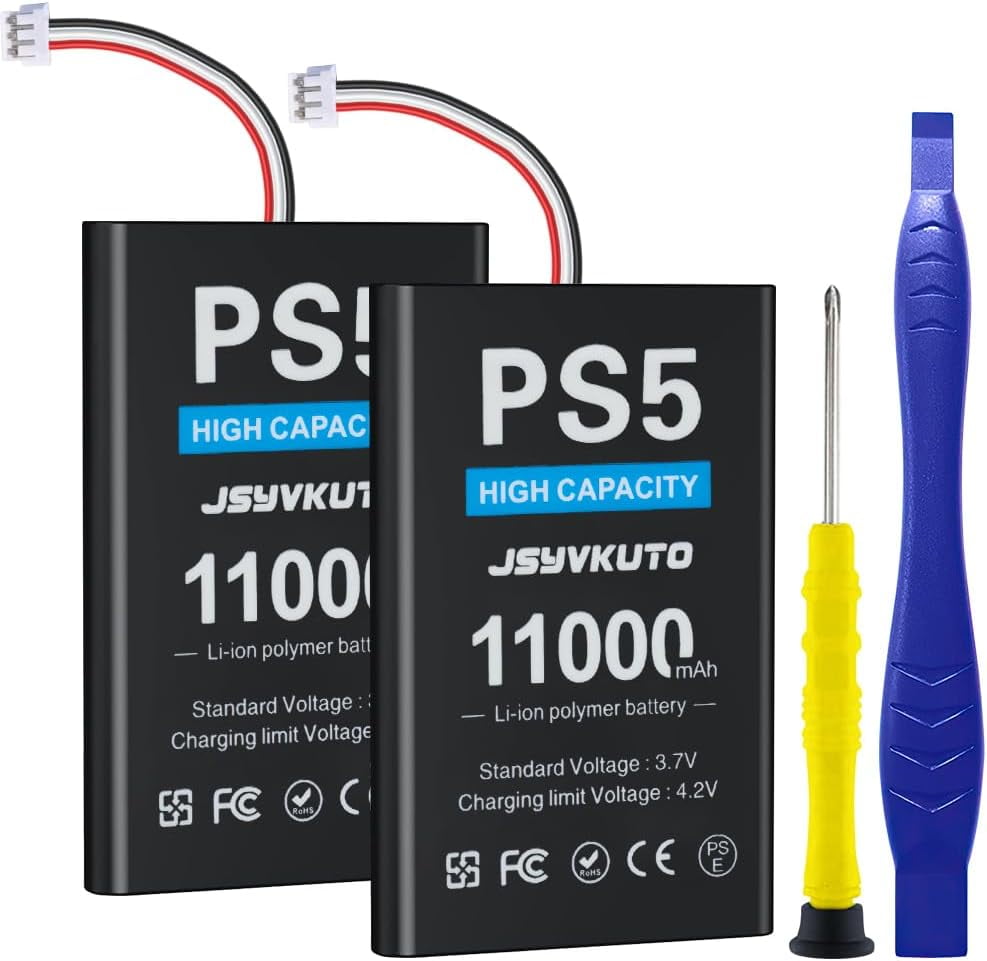 2 Pack 11000mAh PS5/LIP1708 Battery, New 0 Cycle Upgraded Higher ...