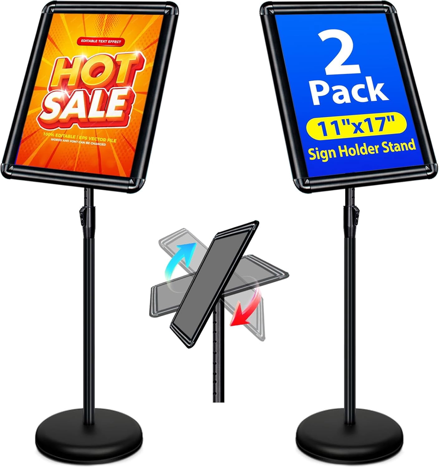 2-Pack 11x17 Inch Adjustable Sign Stand & Floor Standing Holder ...