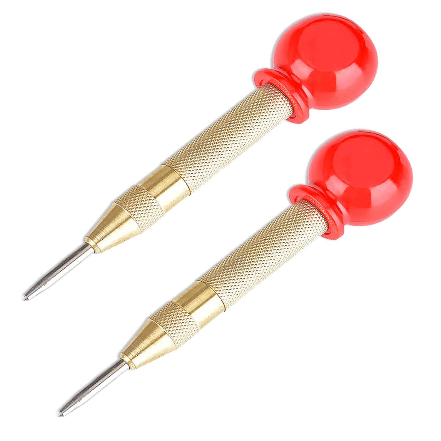 2 Pack 12.7 cm Automatic Center Punches Spring Loaded Brass, Hand Tool ...