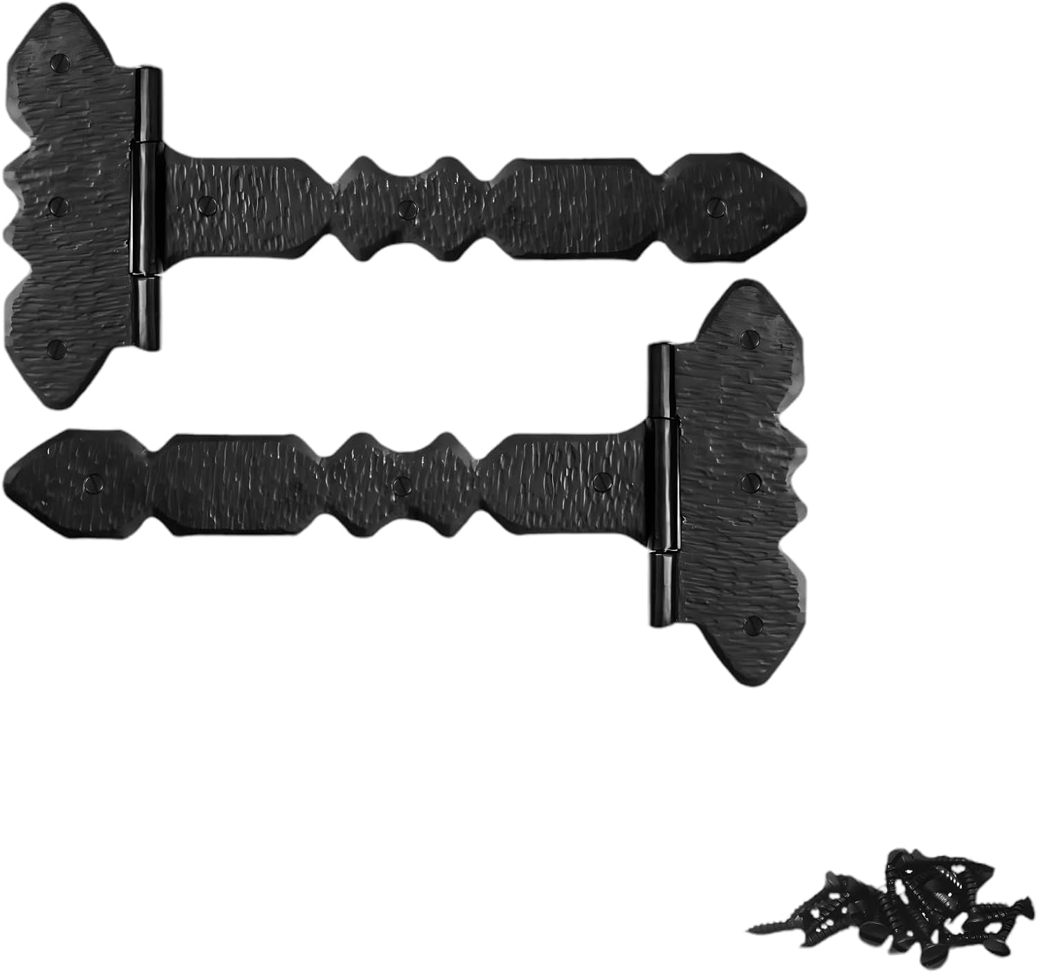 2 Pack 12" Black Wrought Iron Hinges - Decorative Wrought Iron Door ...