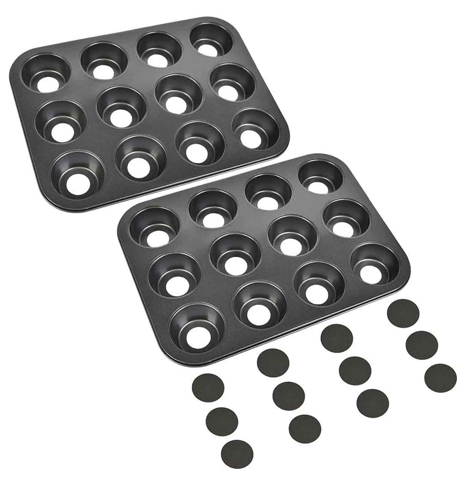 2 Pack 12-Cavity Mini Cheesecake Pan with Removable Bottom,Non-Stick ...