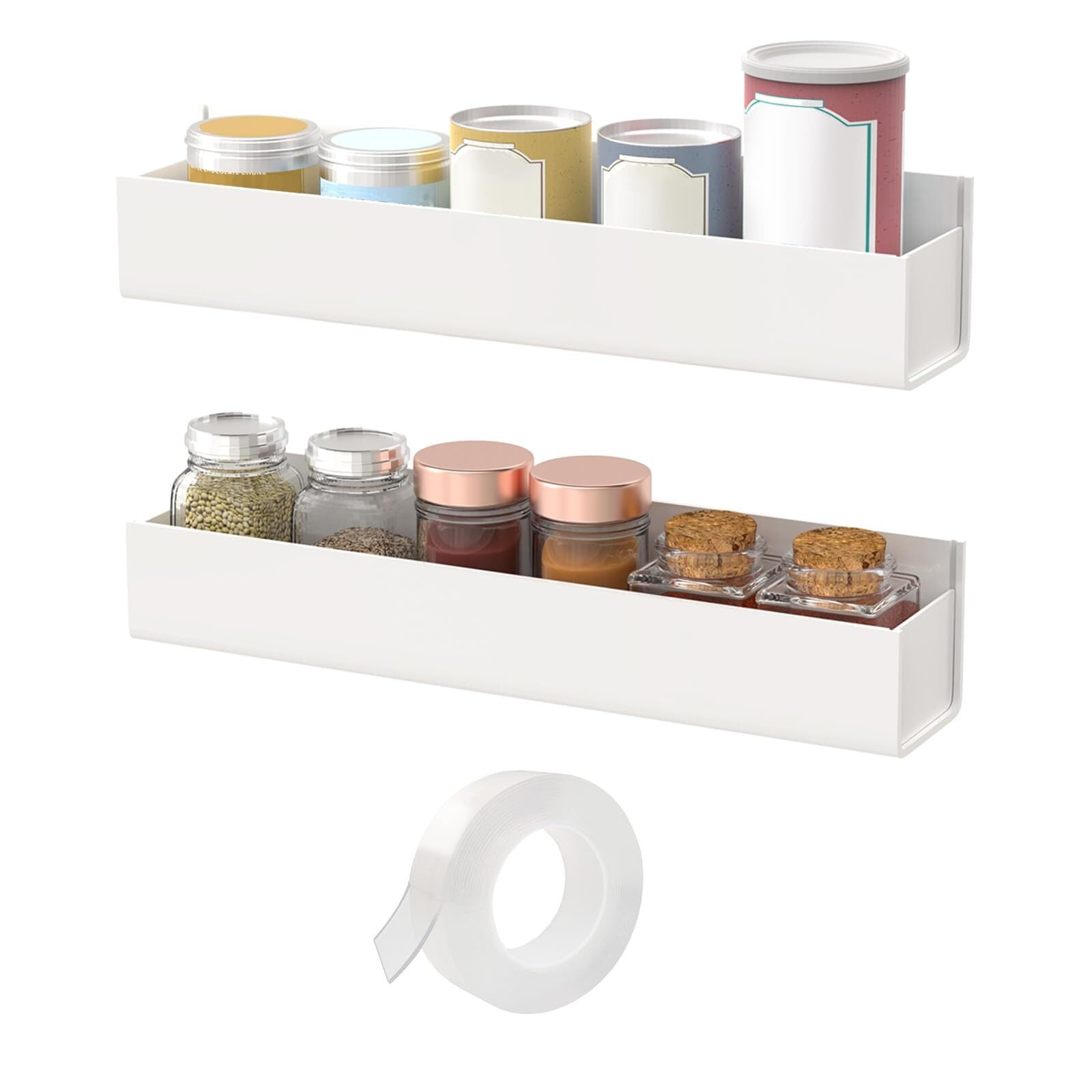 2 Pack 12" Clear Acrylic Spice Racks with Adhesive Nano Tape Wall ...