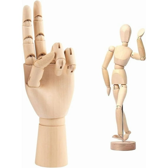 2-Pack 12" Drawing Hand Model,8" Artist Wooden Mannequin Figure Human ...