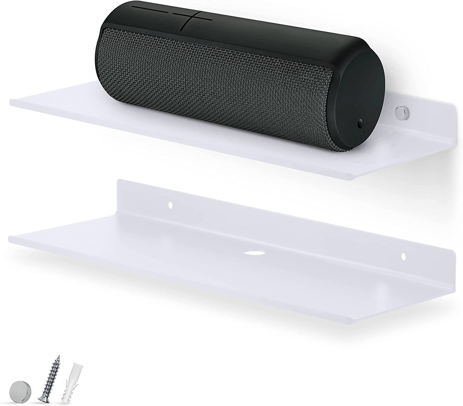 2-Pack 12" Floating Metal Wall Shelf for Books, Organizer, Speakers ...