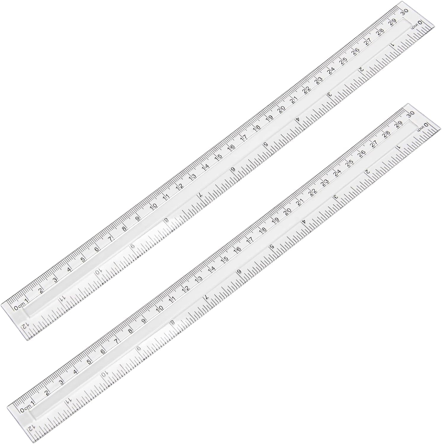 2 Pack 12 Inch Clear Plastic Ruler Straight Shatterproof Ruler Clear ...