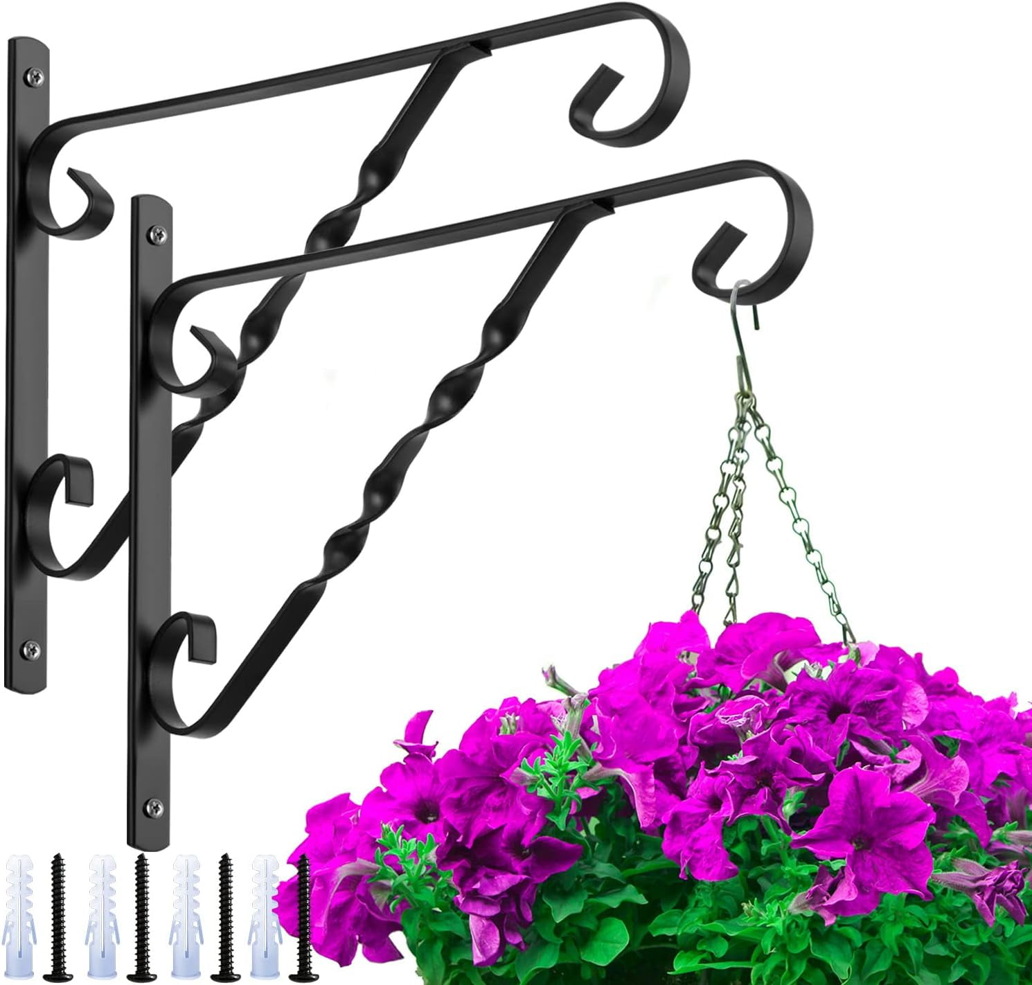 2 Pack 12 Inch Hanging Brackets for Plants Iron Bracket for Hanging ...