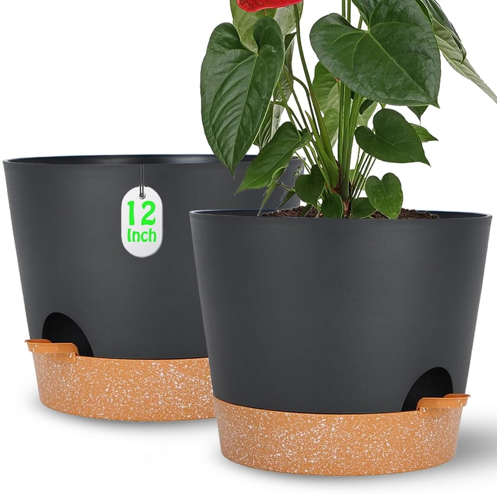 Plant Pots Self Watering Planters with Drainage Hole and Reservoir ...