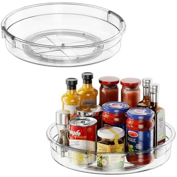 2 Pack 12 Inch Lazy Susan Organizer Turntable for Cabinet, with High ...