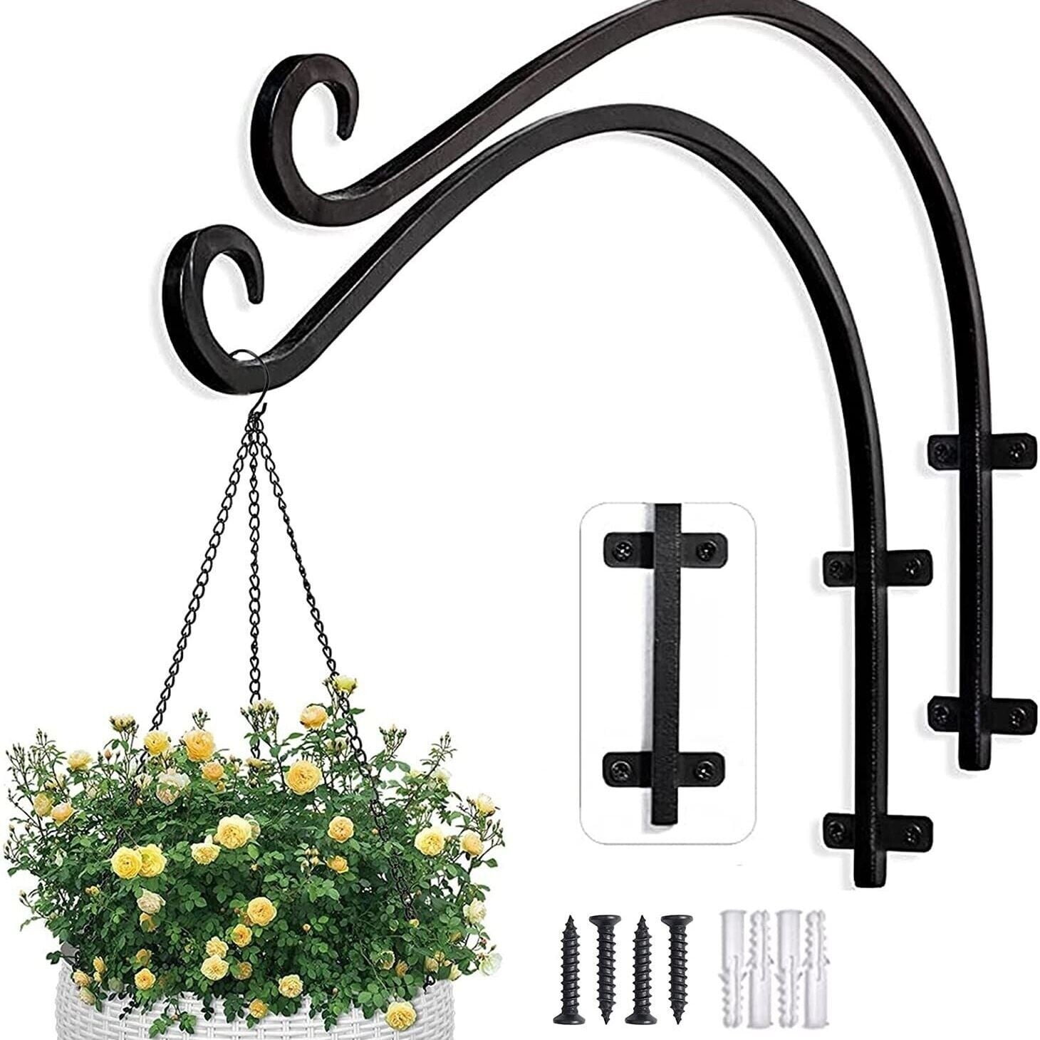 2 Pack 12 Inch Plant Hangers Outdoor Heavy Duty Hanging Bracket Hook ...
