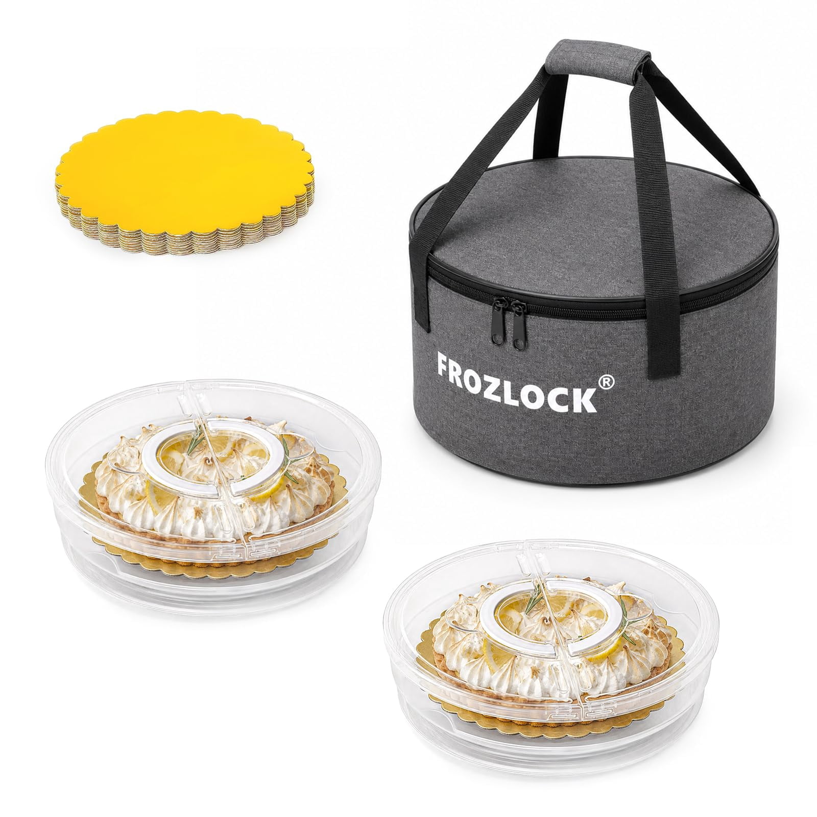 2 Pack 12 Inch Reusable Plastic Pie & Cake Carrier with Lid, Handle and ...
