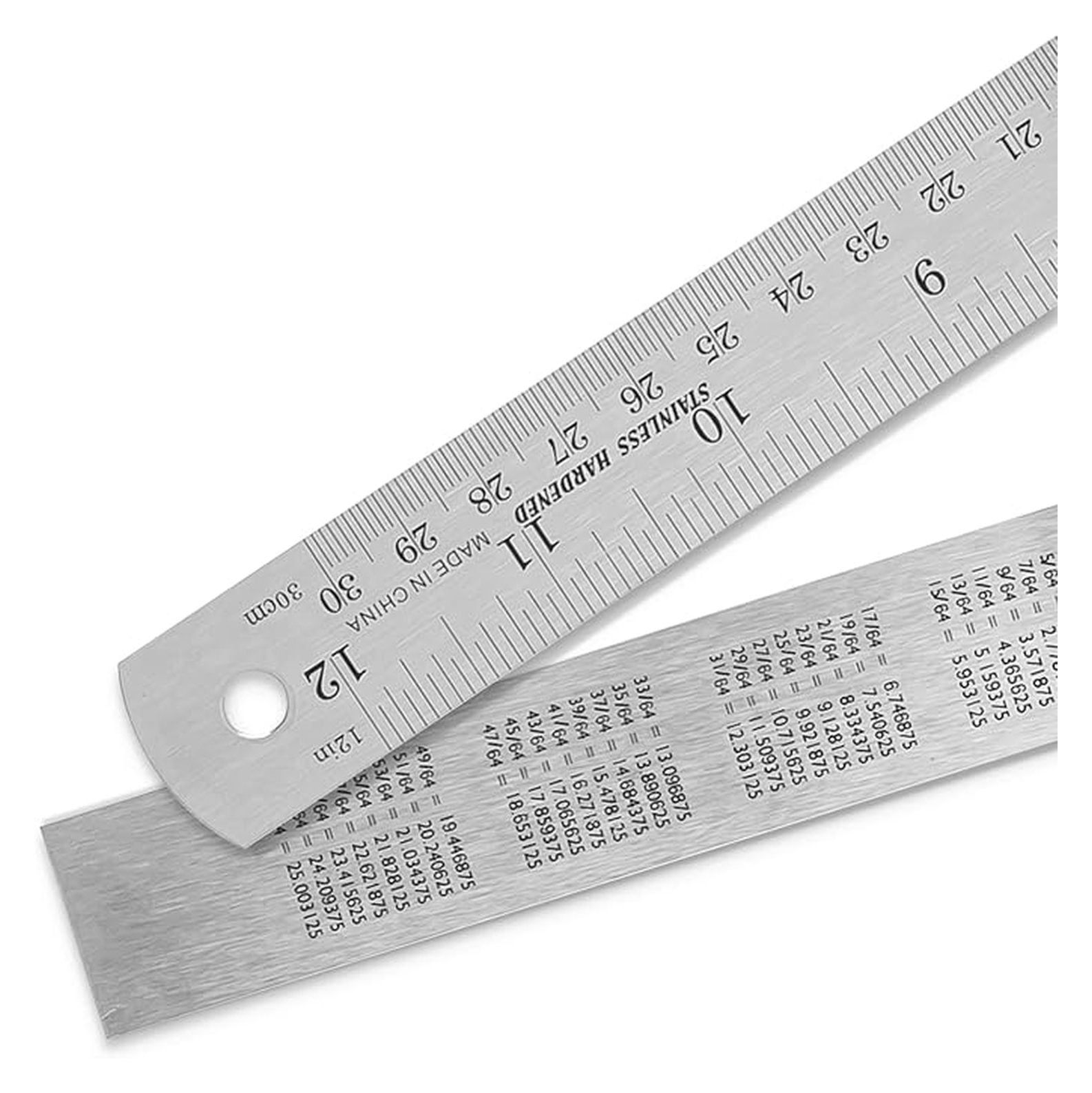Unbranded Stainless Steel Ruler with Inch/Metric Conversion Table, 12 ...