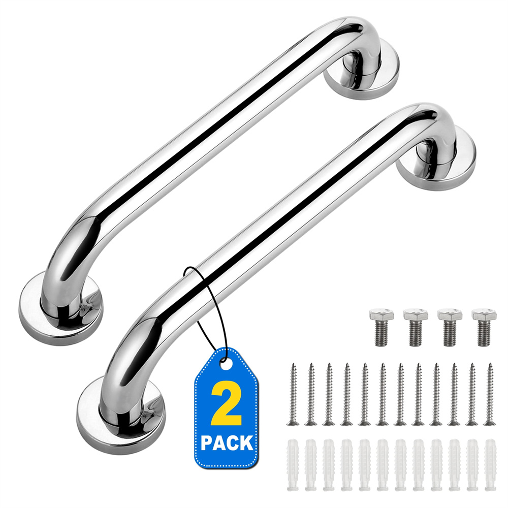 2-Pack 12 Inch Stainless Steel Shower Grab Bars - Silver Bathroom ...